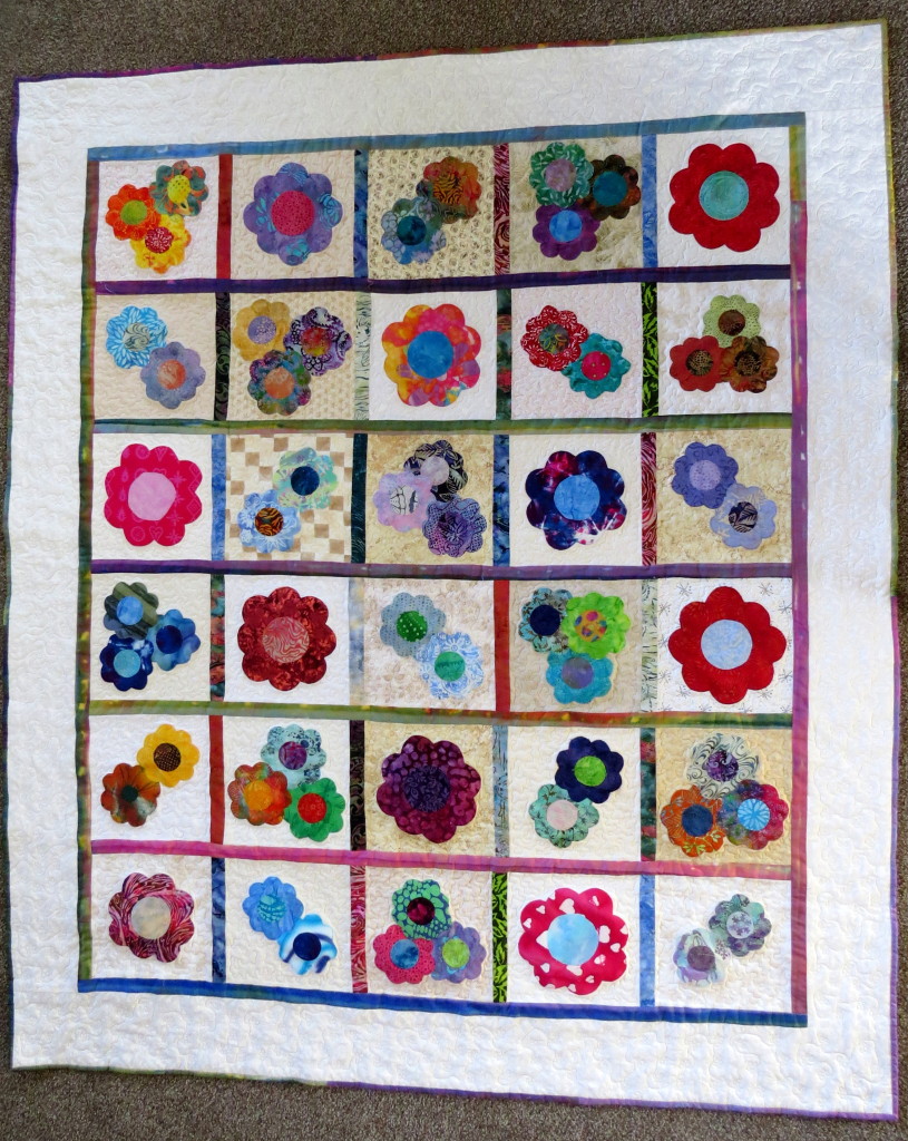 Batik Flower Quilt Finished | Block Lotto
